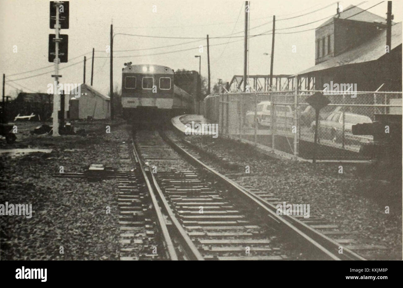 Inbound train at Readville upper level, 1979 Stock Photo - Alamy