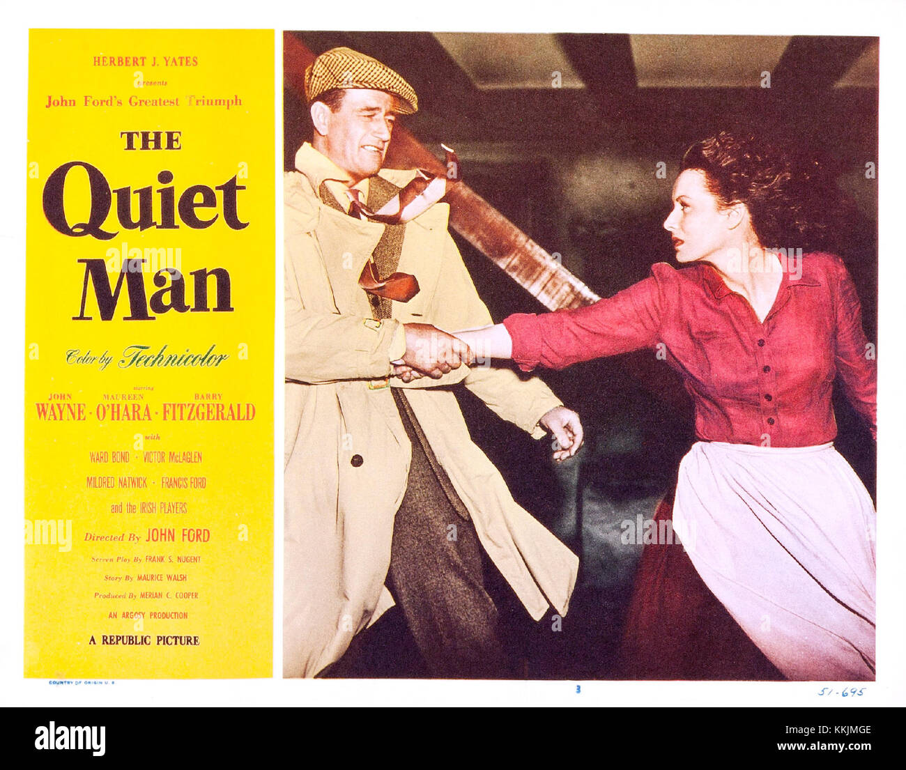 This lobby card for 'The Quiet Man' (1952) features a key scene from ...