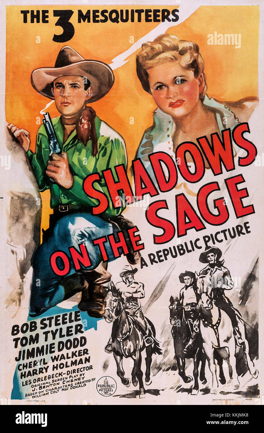 The film poster for 'Shadows on the Sage' promotes a classic western ...