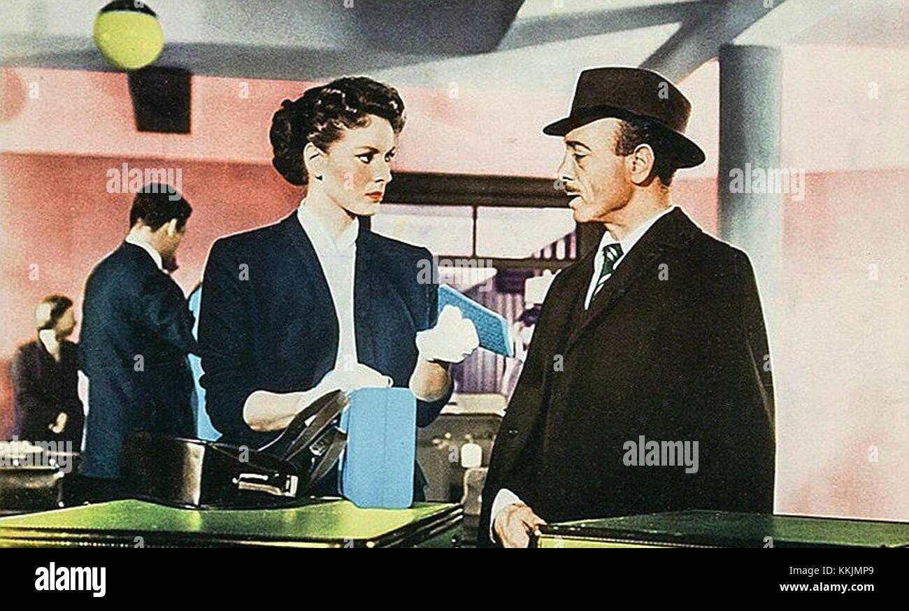 This lobby card features Maureen O'Hara from the 1956 film 'Lisbon ...