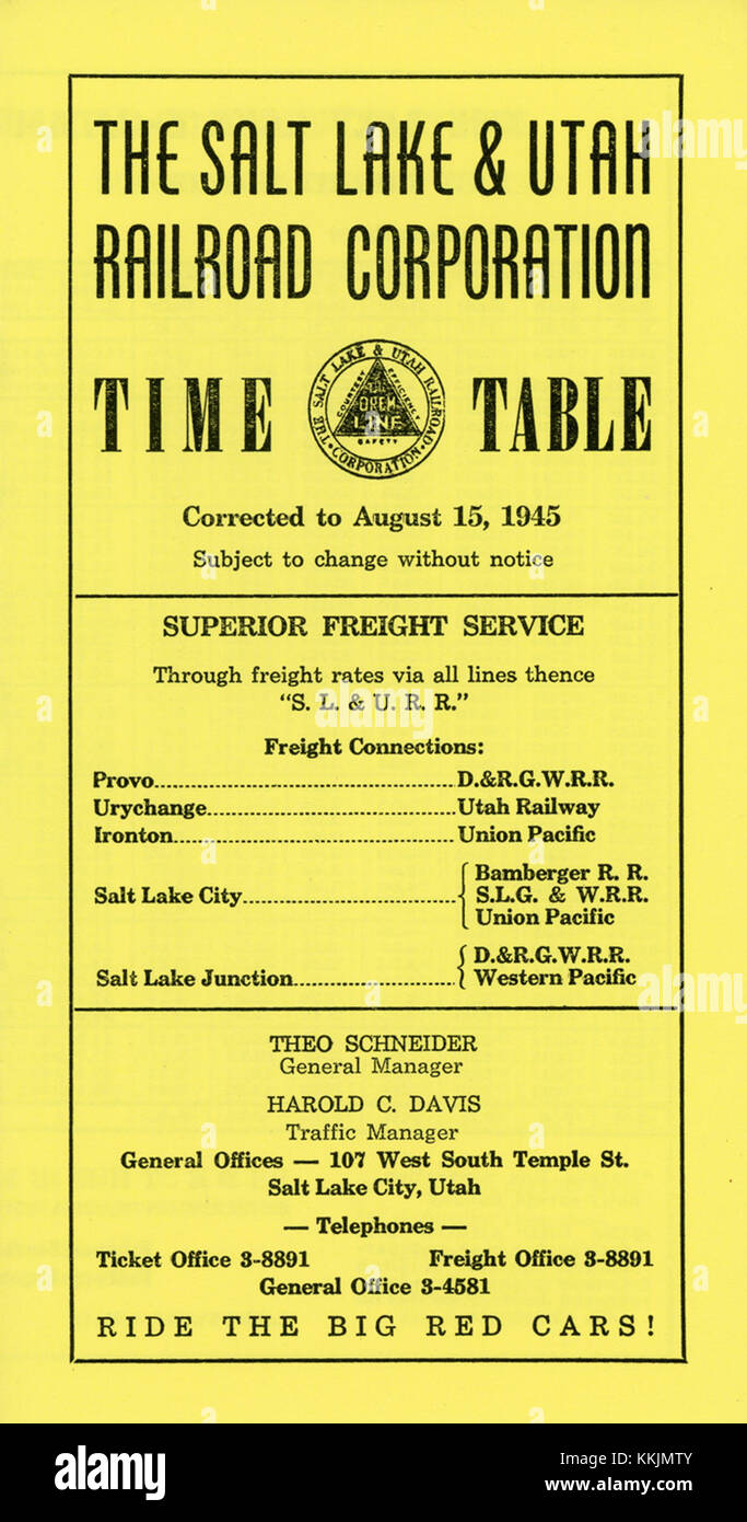 The 1945 front cover of the Timetable 45 SL&U showcases transportation ...