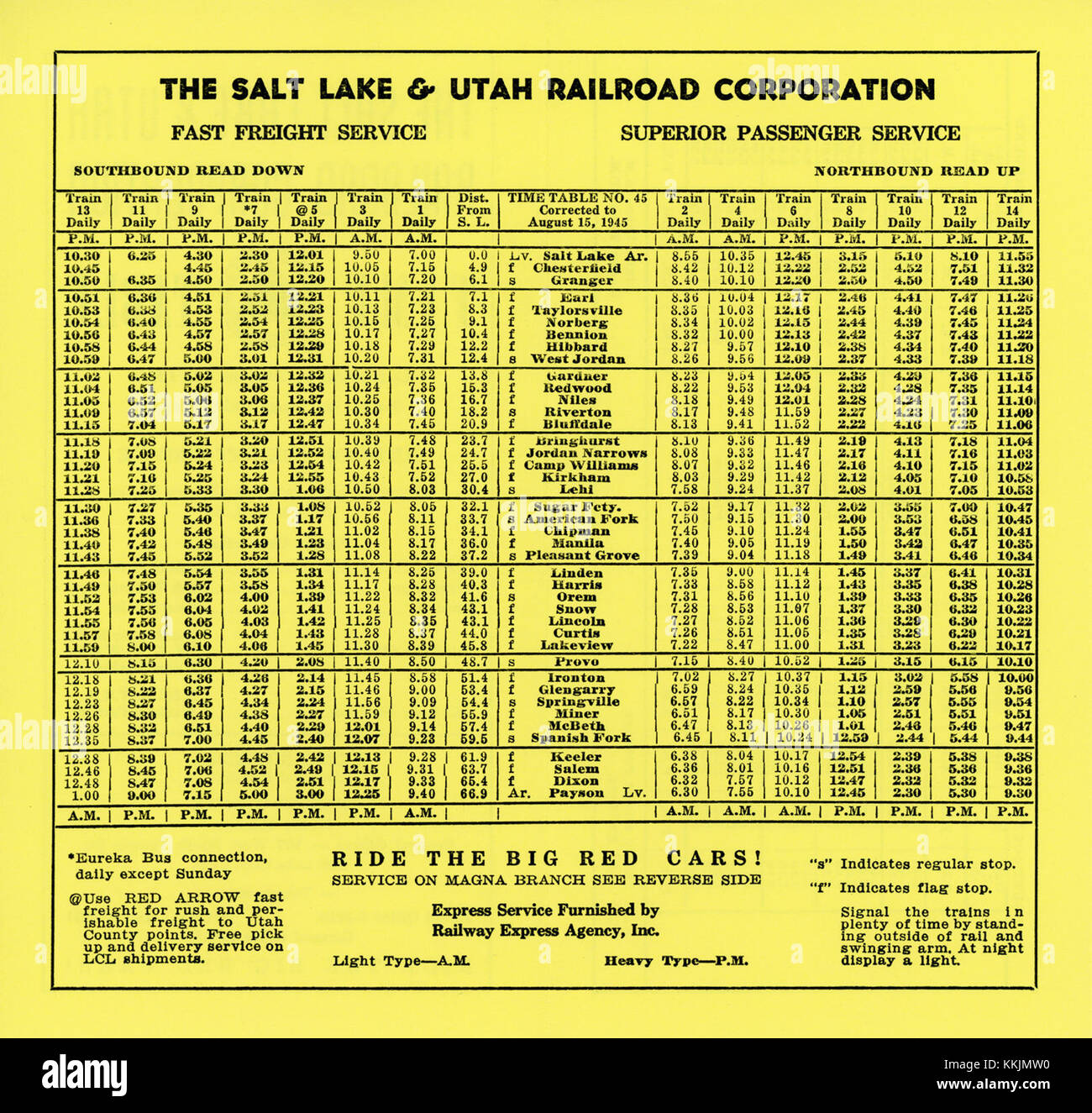 Timetable 45 SL&U 1945 refers to a 1945 publication detailing the ...