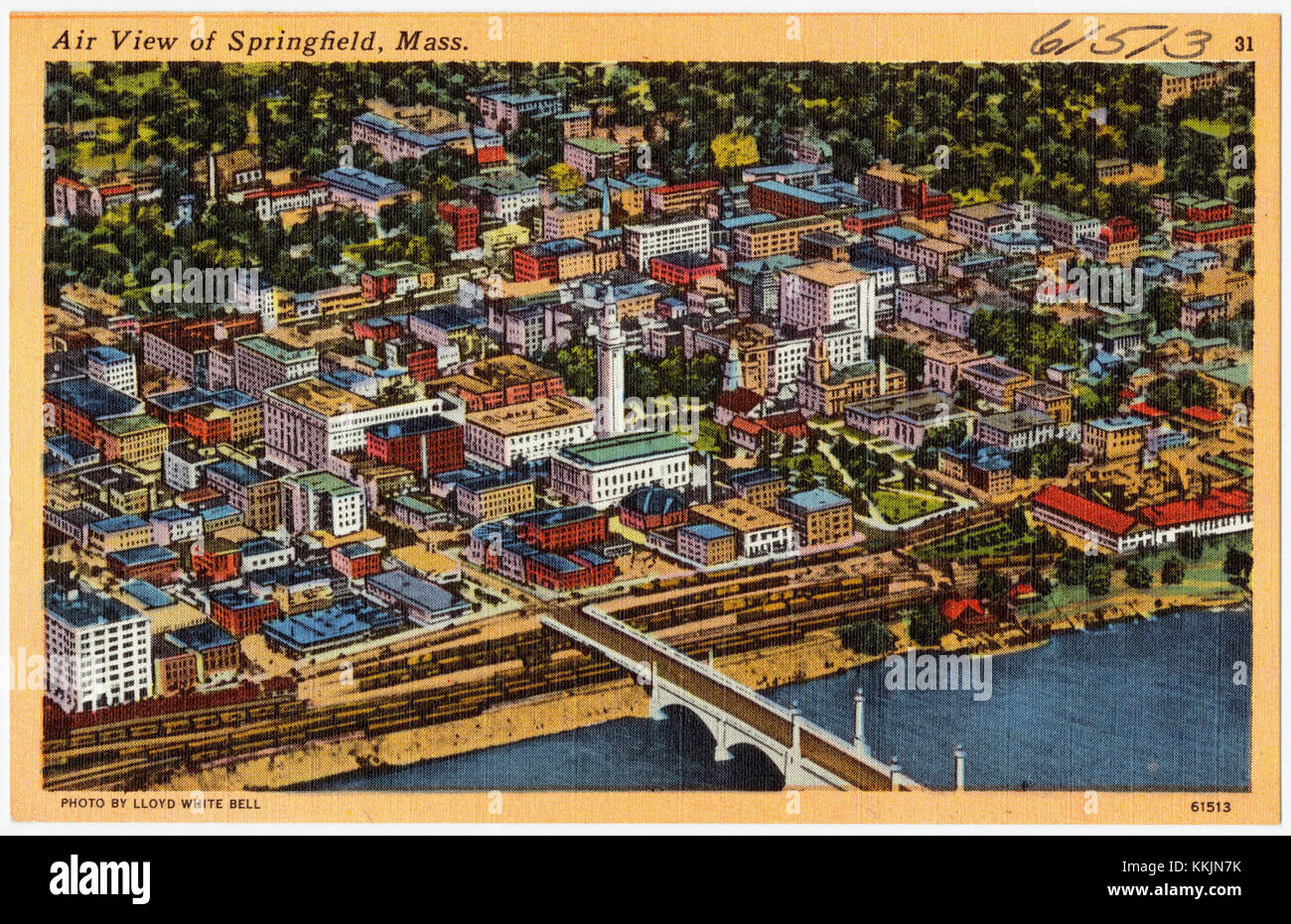 This aerial photograph shows a birdâ€™s-eye view of Springfield ...
