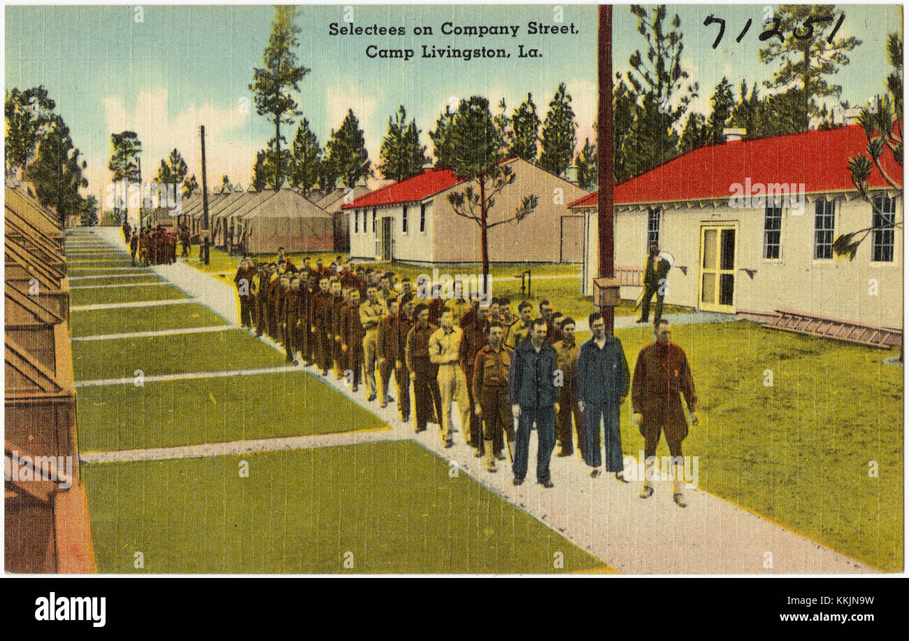This image captures a moment at Camp Livingston in Louisiana, showing ...