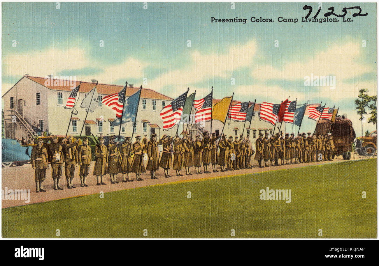 Presenting colors, Camp Livingston, La Stock Photo - Alamy