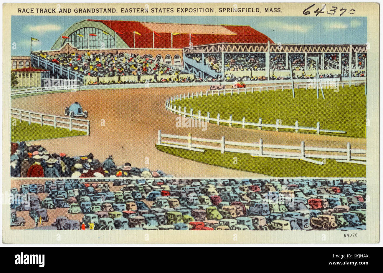 This image depicts the race track and grandstand at the Eastern States ...