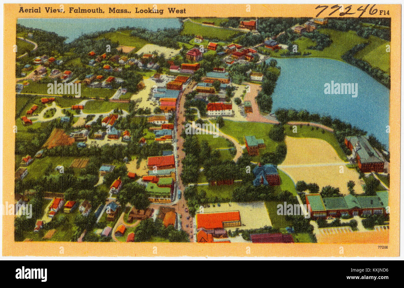 This aerial view of Falmouth, Massachusetts, captures the landscape and ...