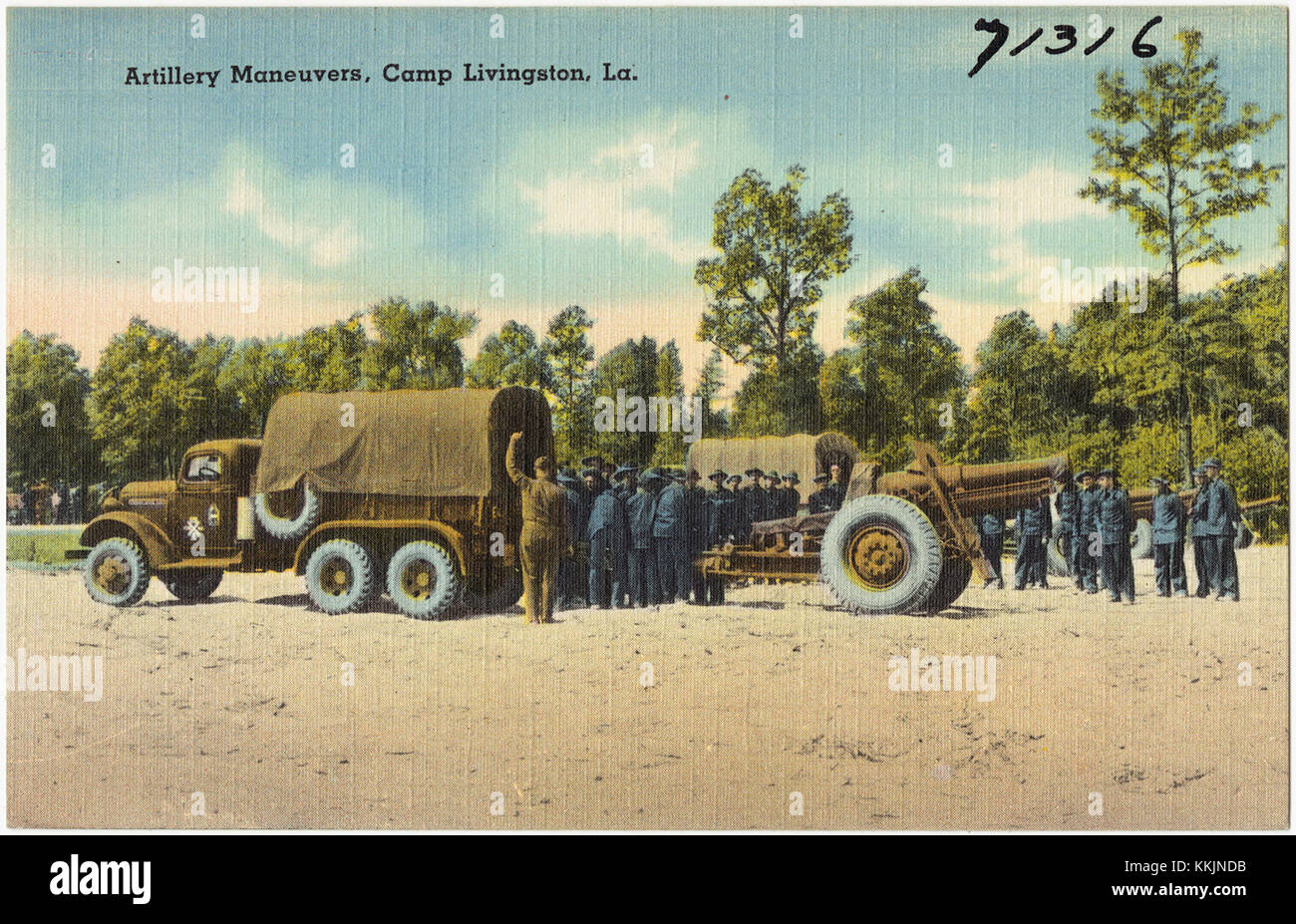 A historical photograph capturing artillery maneuvers at Camp ...