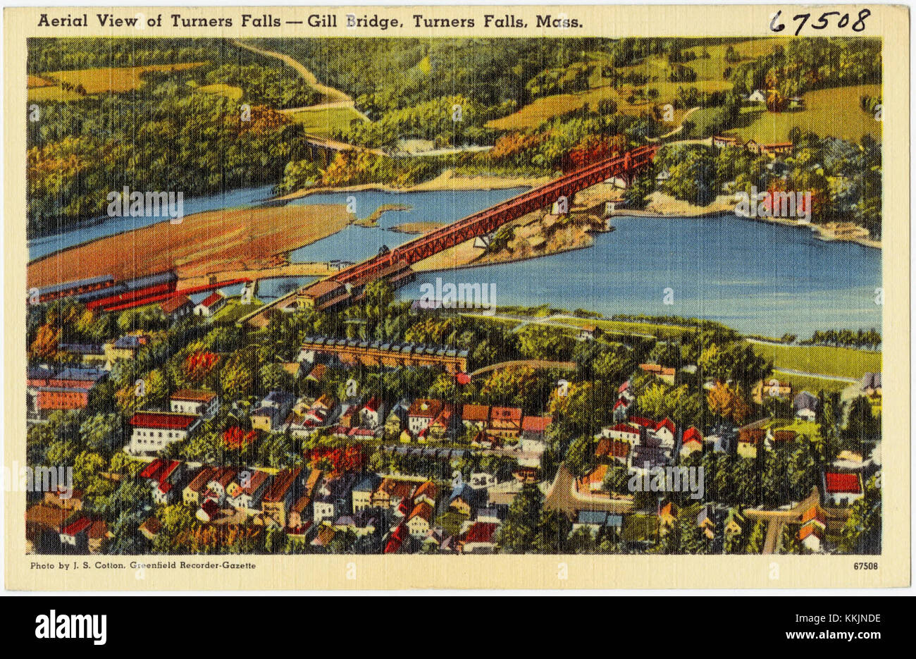An aerial view of Turners Falls in Massachusetts, showcasing the Gill ...