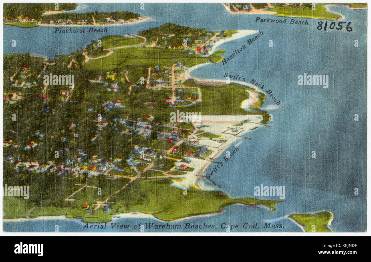 Aerial photograph of Wareham Beaches, located in Cape Cod ...