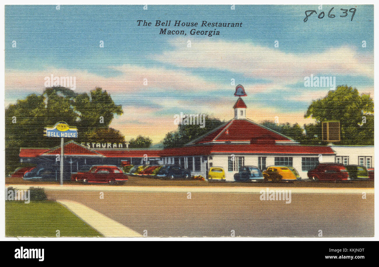 The Bell House Restaurant in Macon, Georgia, is depicted in this image ...