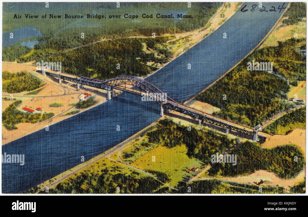 The new Bourne Bridge, spanning the Cape Cod Canal in Massachusetts ...