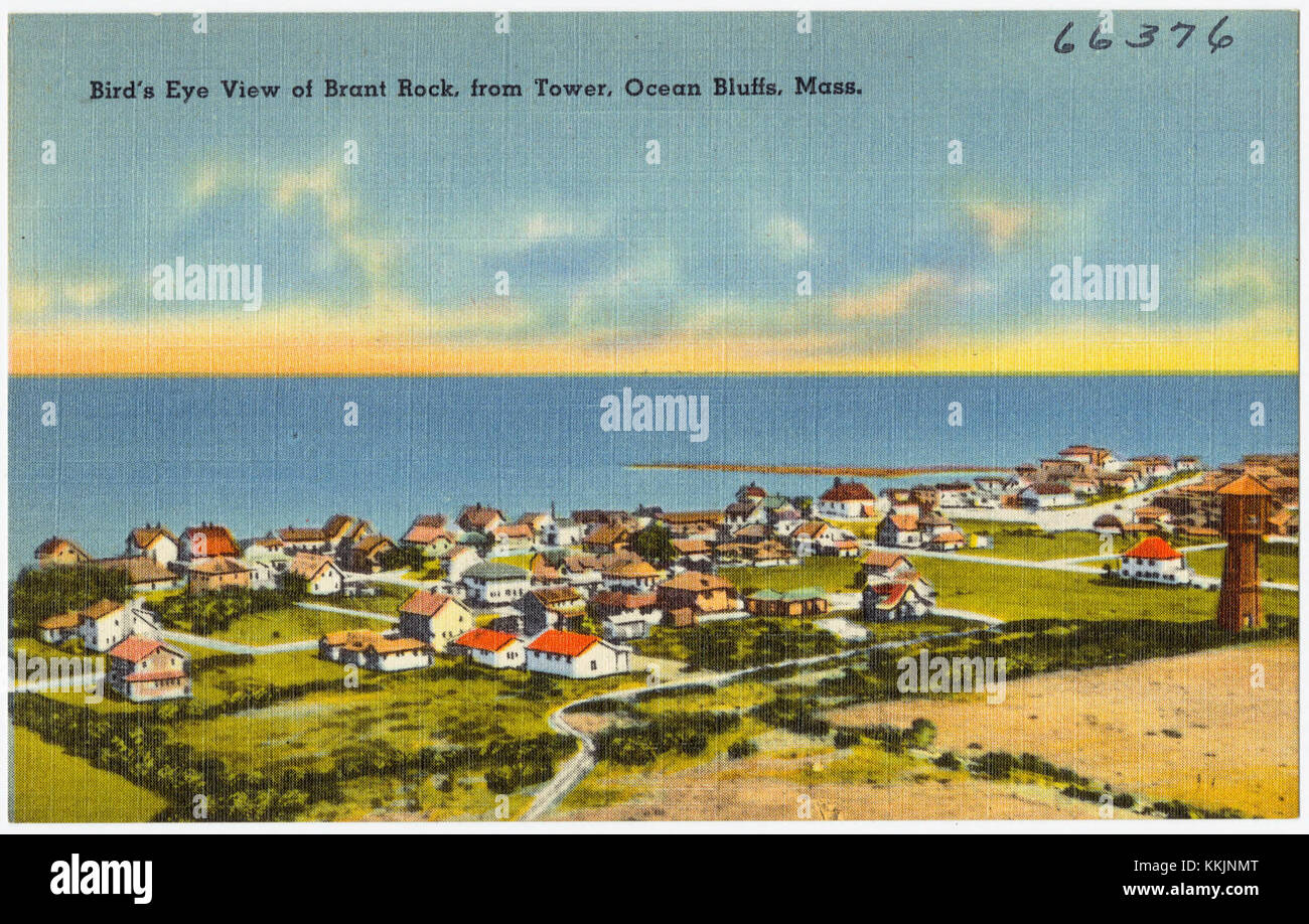 This bird's eye view of Brant Rock, taken from a tower on Ocean Bluffs ...