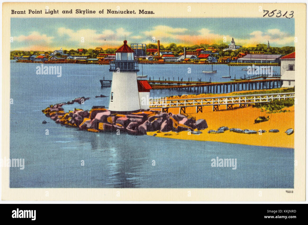 This photograph shows the Brant Point Lighthouse alongside the ...