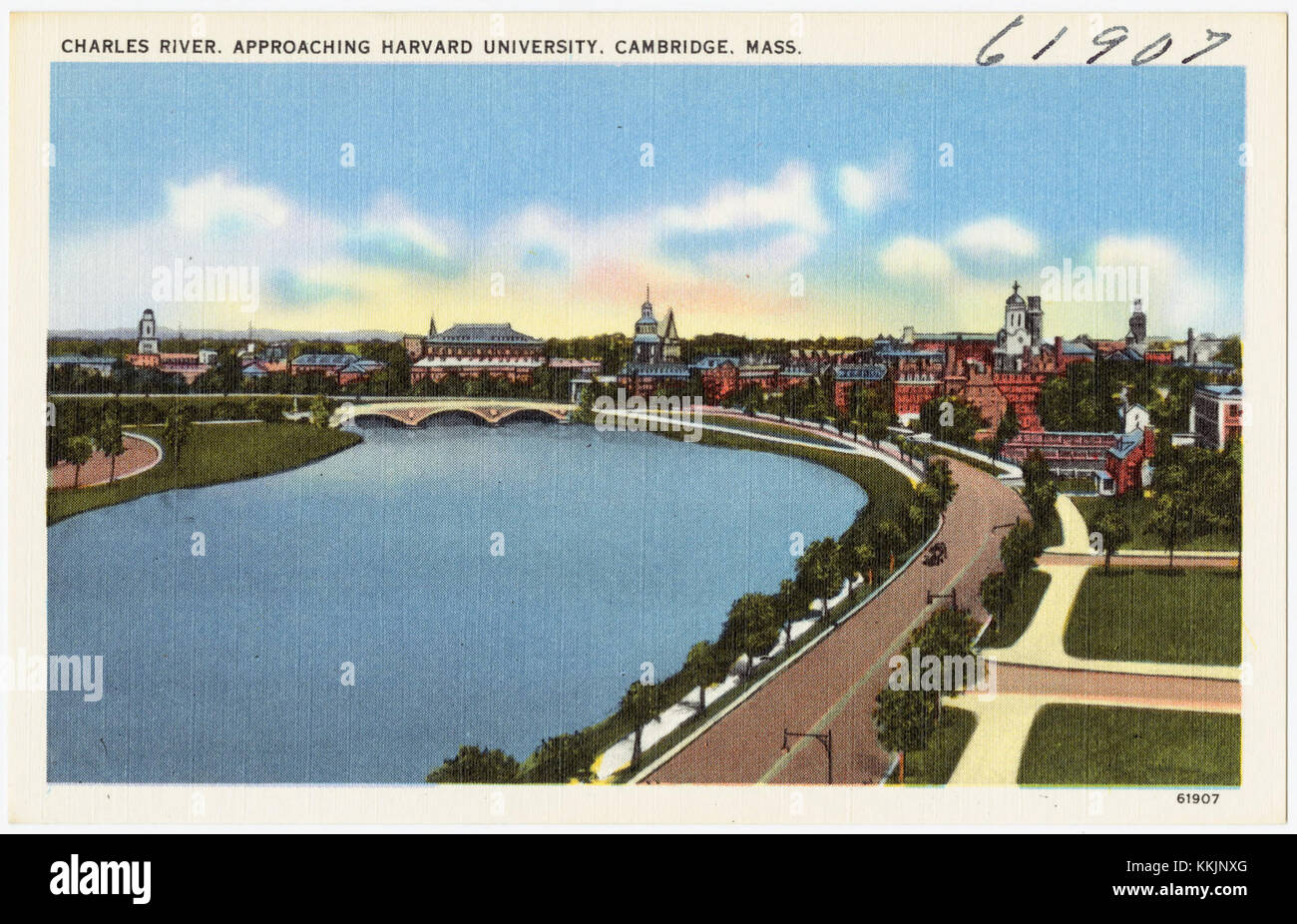 This aerial view of the Charles River approaching Harvard University ...