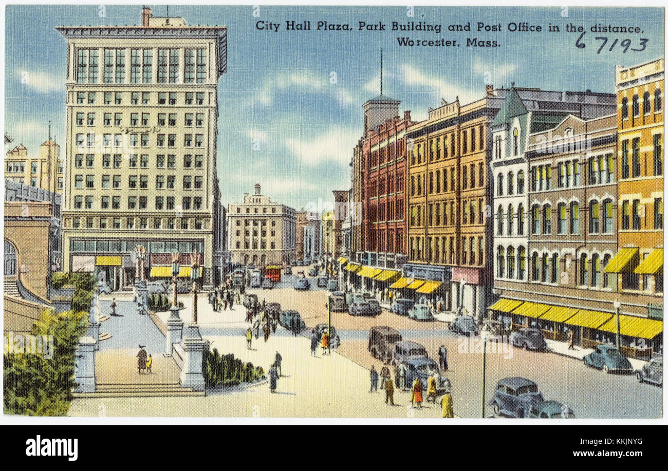 This image shows City Hall Plaza in Worcester, Massachusetts, with the ...