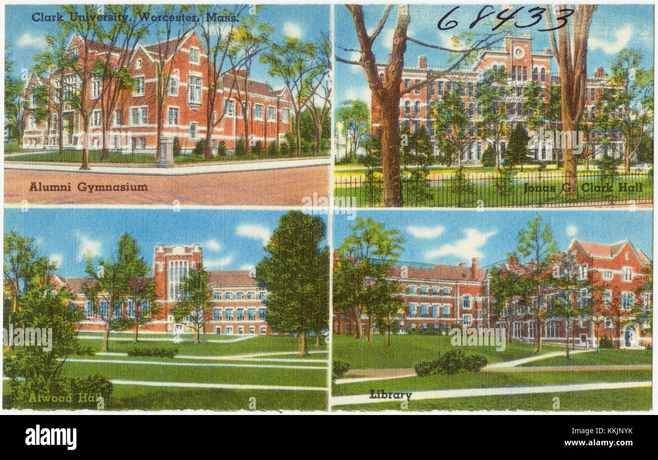 A photograph of Clark University in Worcester, Massachusetts, showing ...