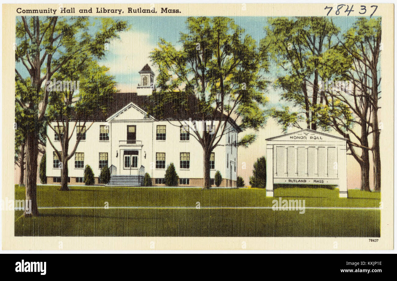 Photograph of the community hall and library in Rutland, Massachusetts ...