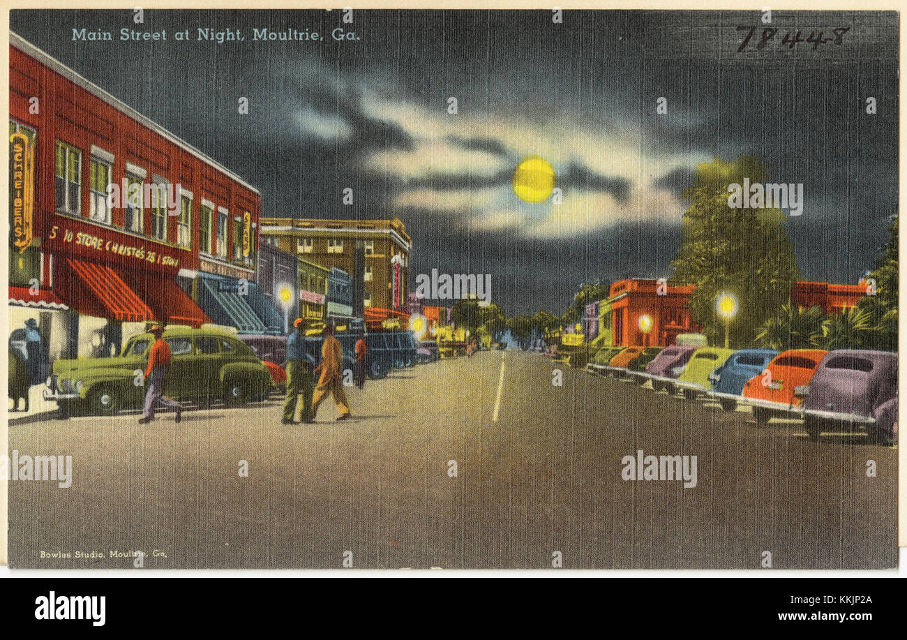 Main Street in Moultrie, Georgia, photographed at night, showcases the ...