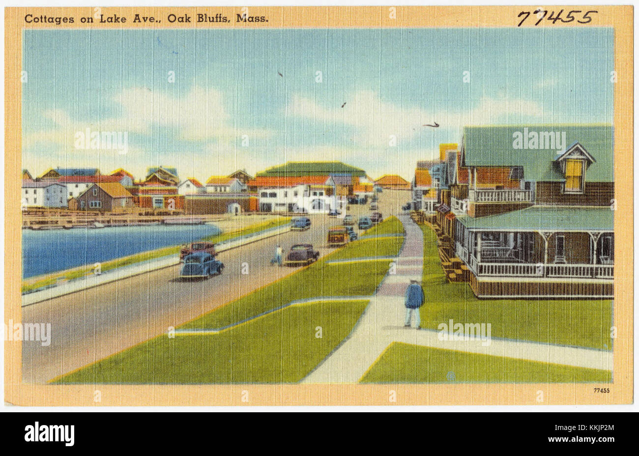 A view of the cottages along Lake Avenue in Oak Bluffs, Massachusetts ...