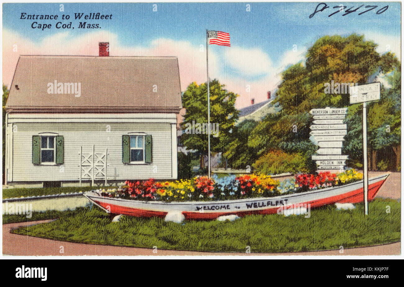 A historical photograph showing the entrance to Wellfleet, Cape Cod ...