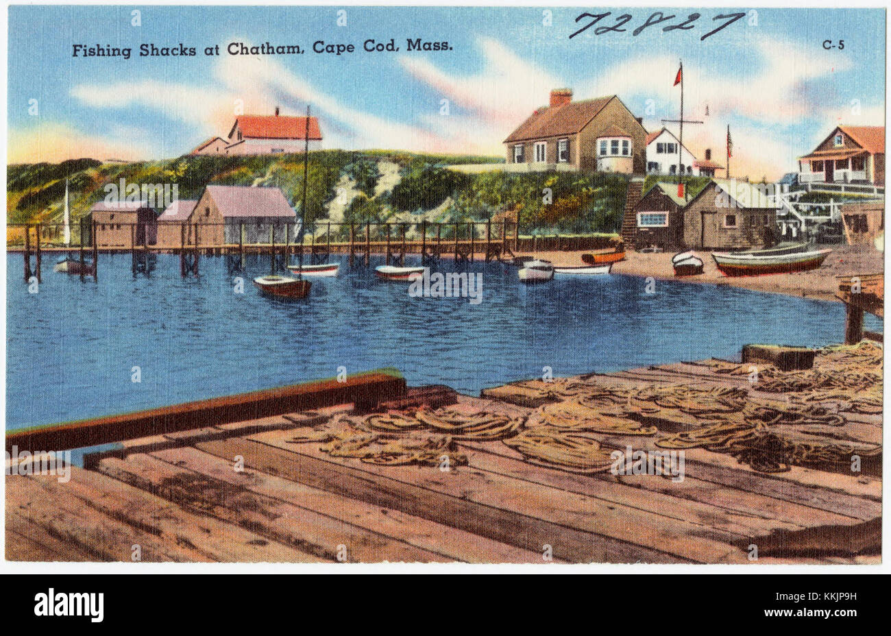 Fishing shacks at Chatham, Cape Cod, Massachusetts, a typical scene ...