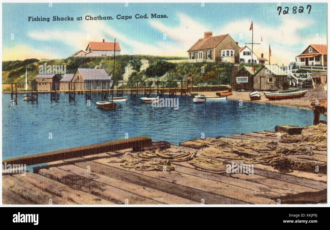 Fishing shacks located in Chatham, Cape Cod, Massachusetts, shown in ...