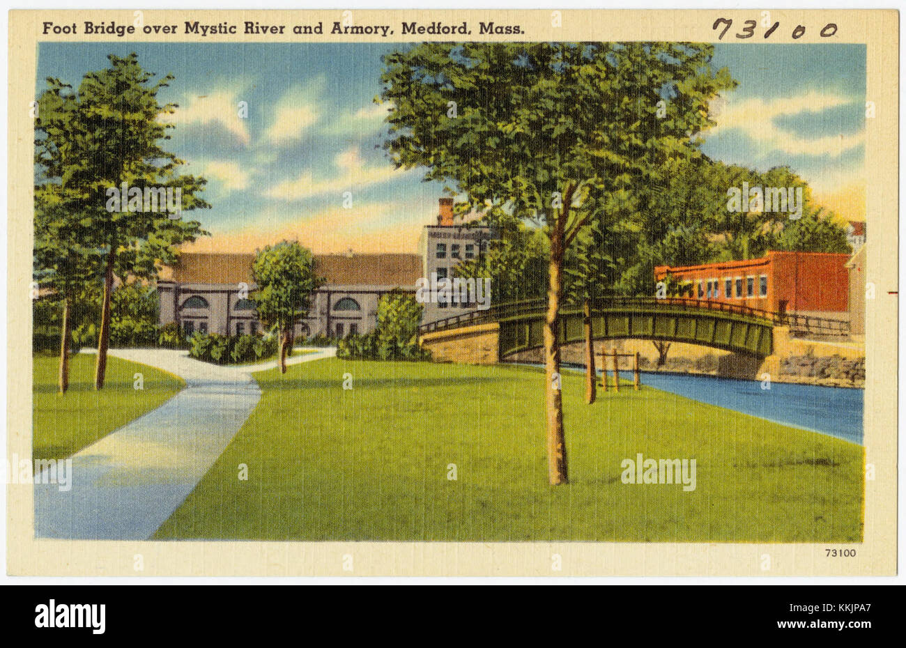 This photograph showcases the footbridge crossing the Mystic River in ...