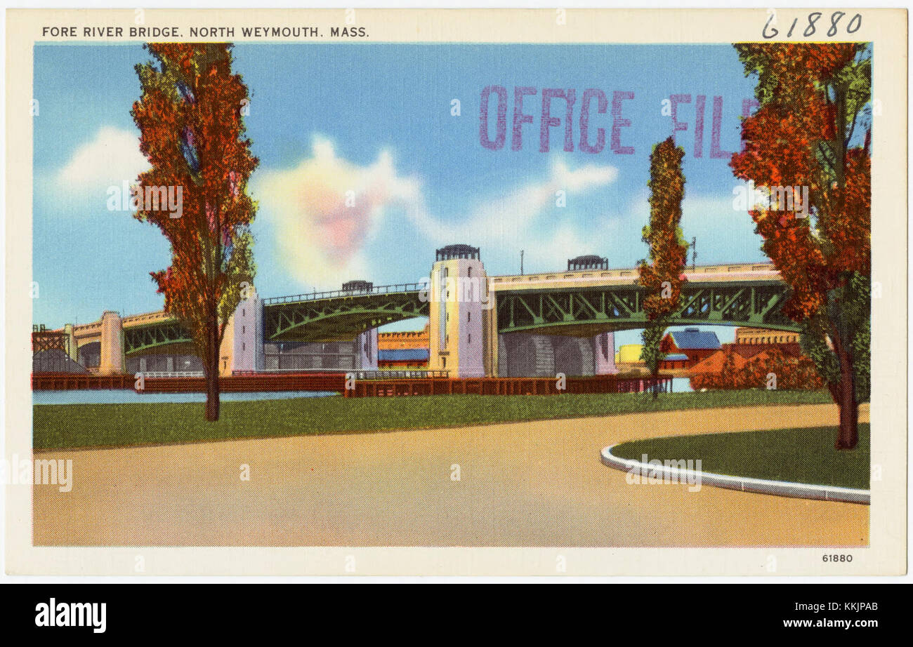 A photograph of the Fore River Bridge in North Weymouth, Massachusetts ...