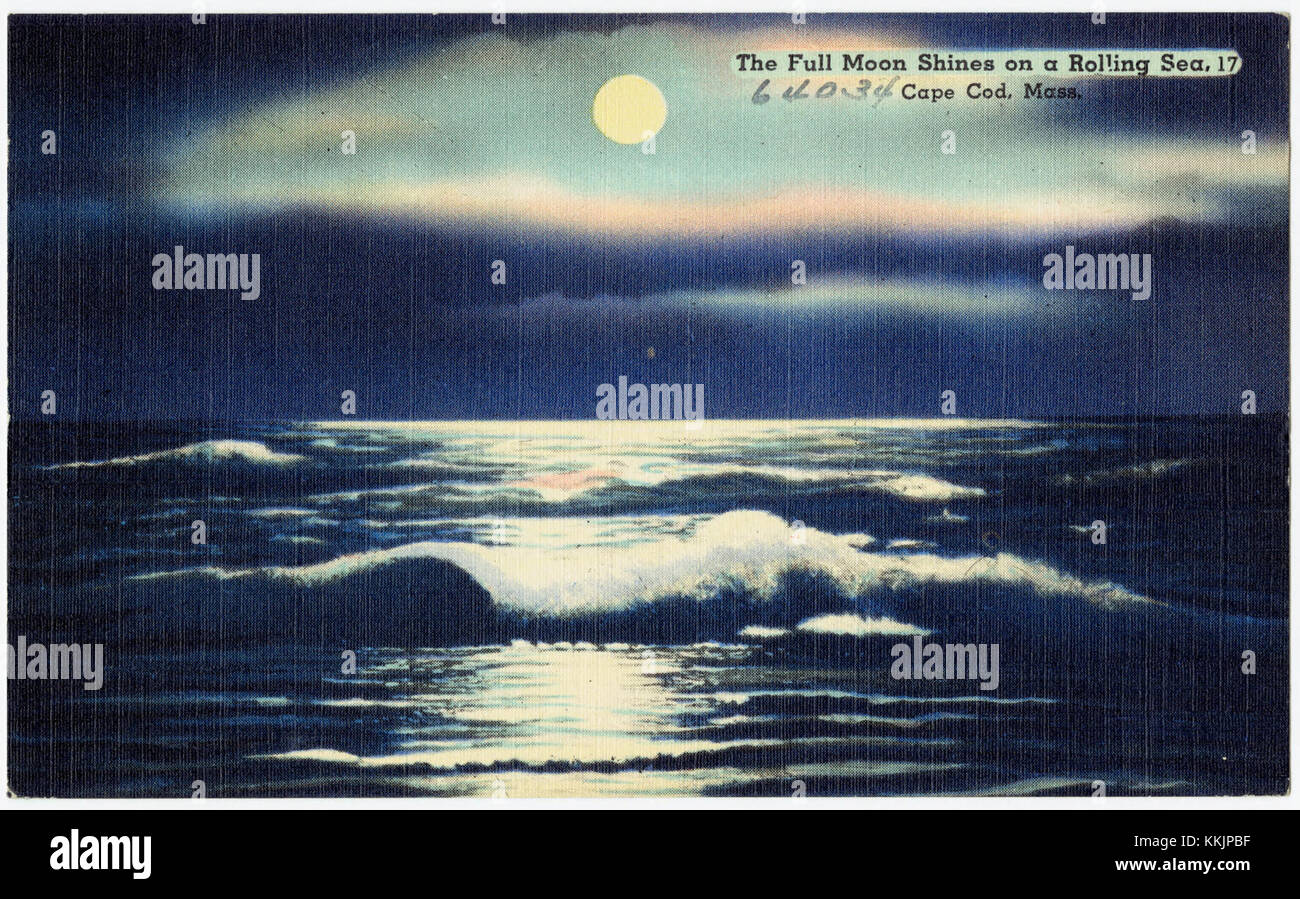 This image captures the full moon illuminating the rolling sea off Cape ...