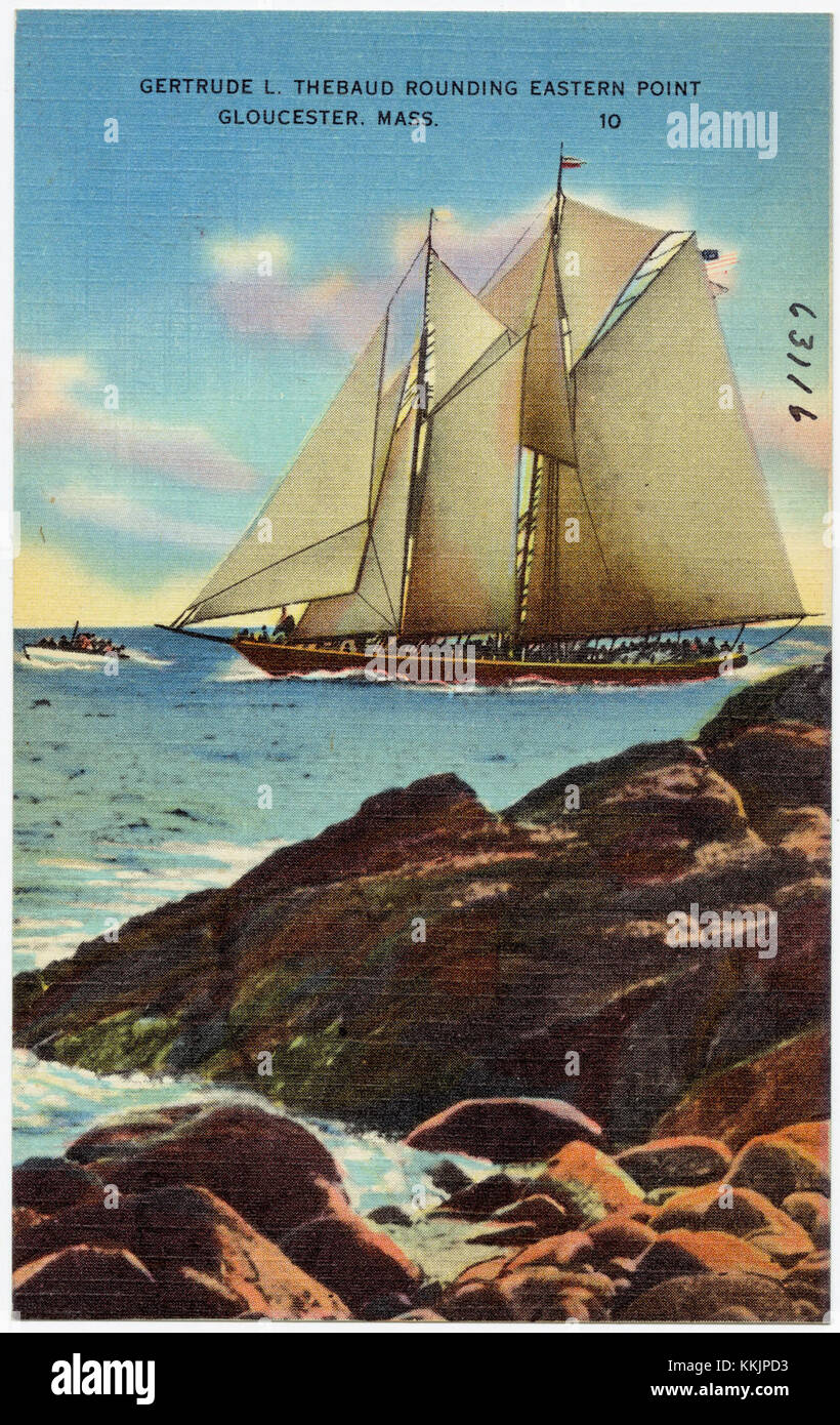 The Gertrude L. Thebaud is a historic schooner rounding Eastern Point ...