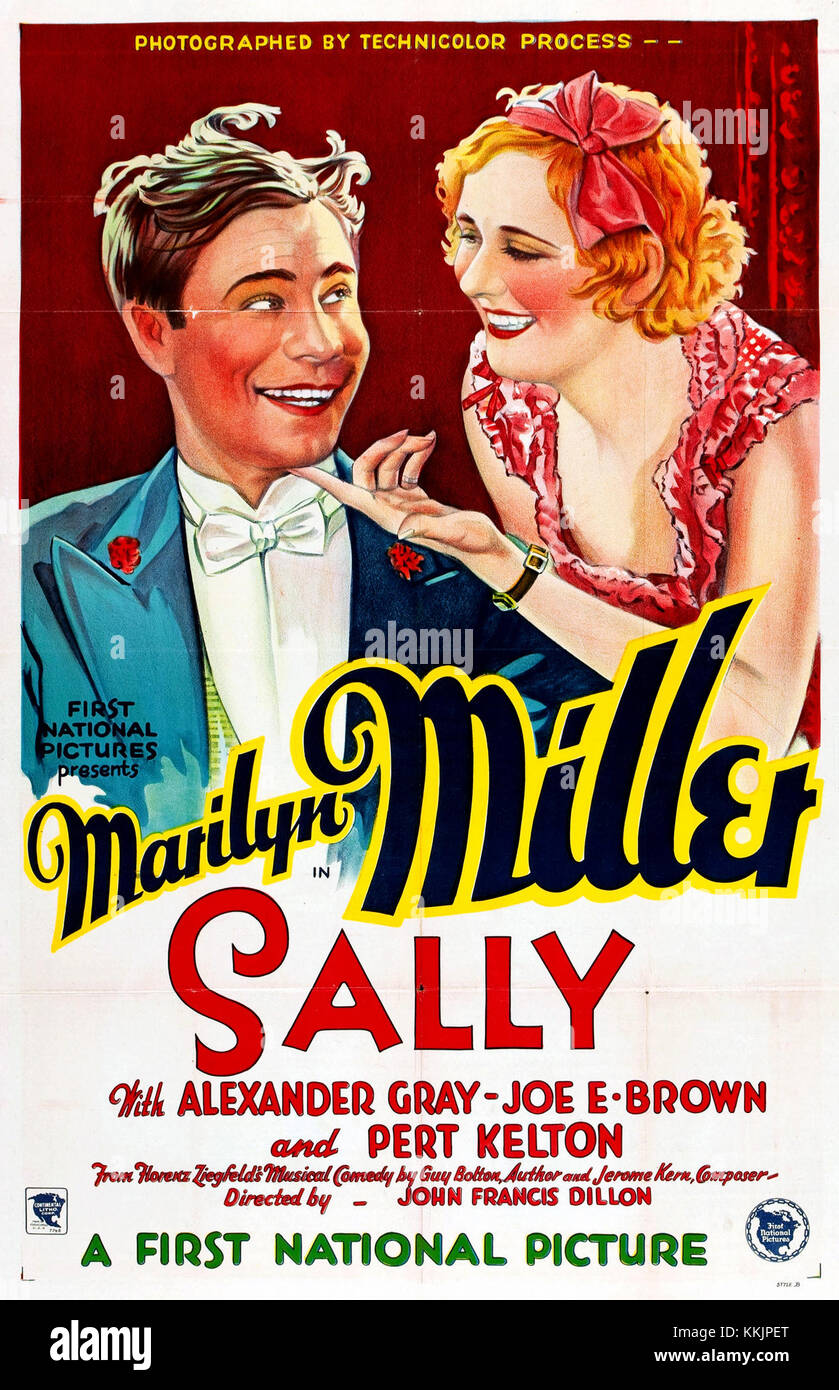 The 1929 poster for 'Sally' is a vintage advertisement promoting the ...