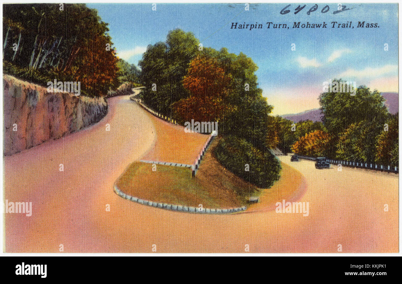 This image captures a hairpin turn along the Mohawk Trail in ...