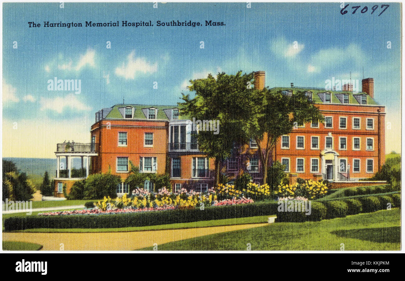 A historical photograph of the Harrington Memorial Hospital in ...