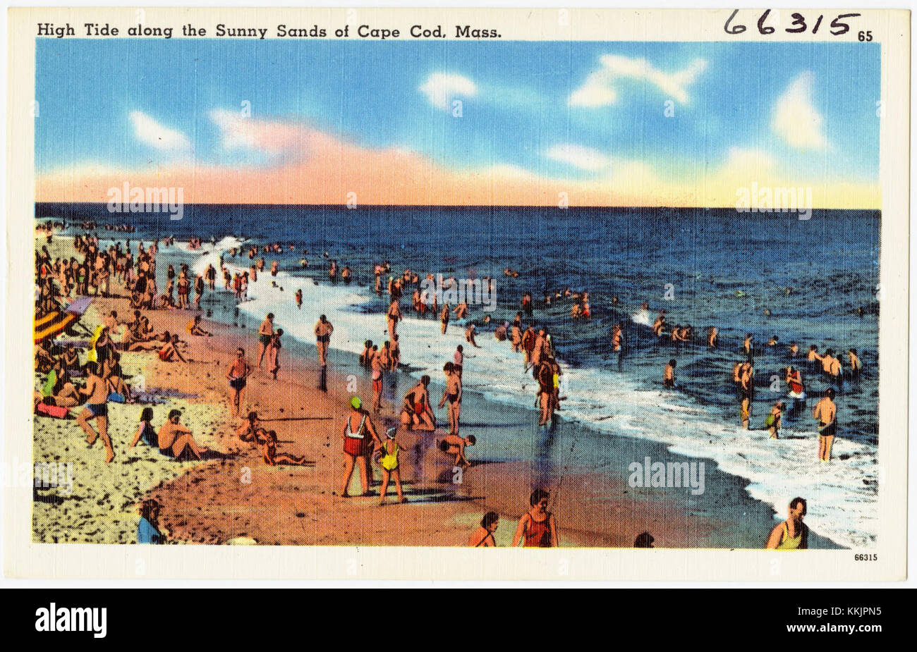 Photograph depicting high tide along the sunny sands of Cape Cod ...