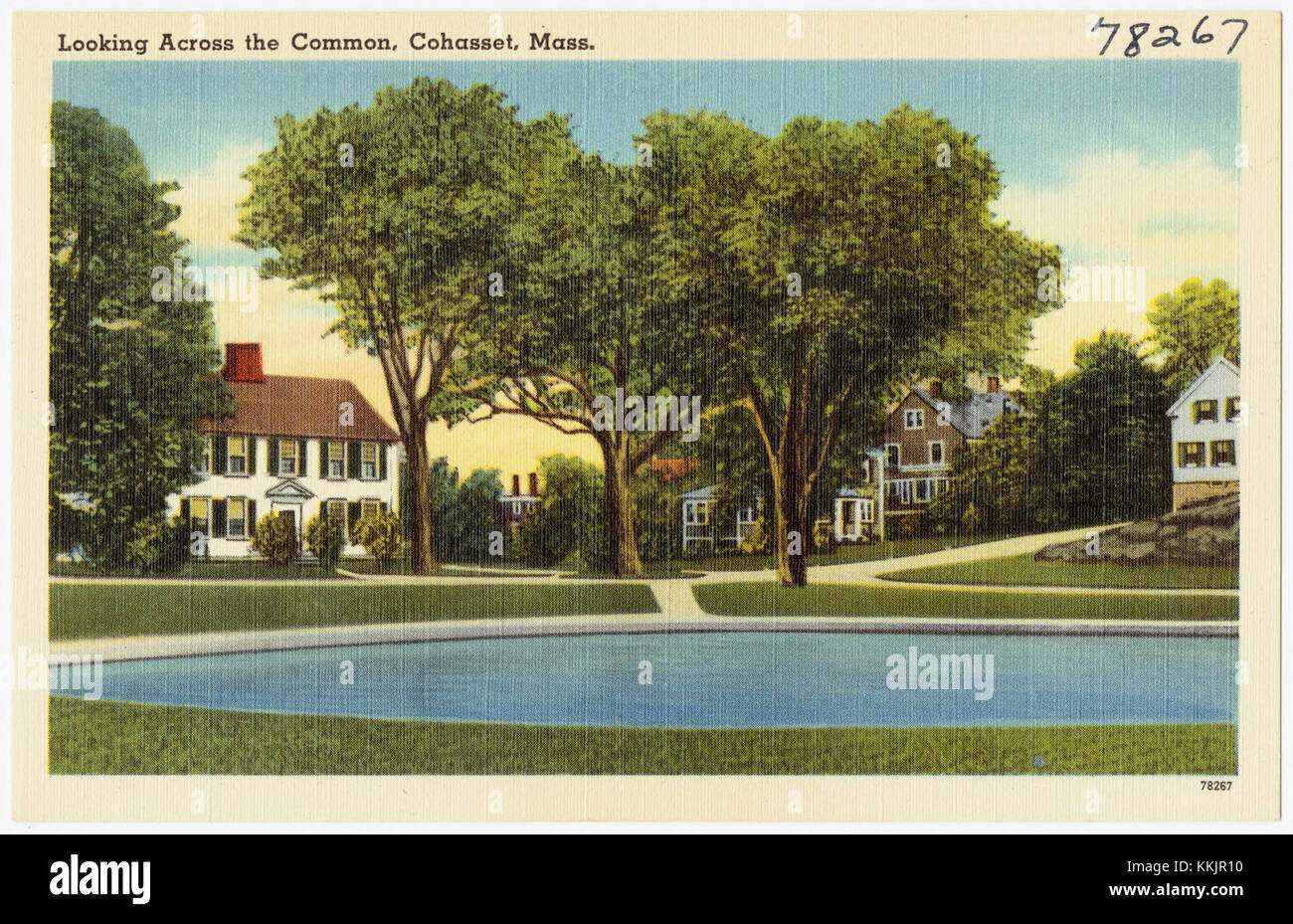 This photograph captures a scenic view across the Common in Cohasset ...