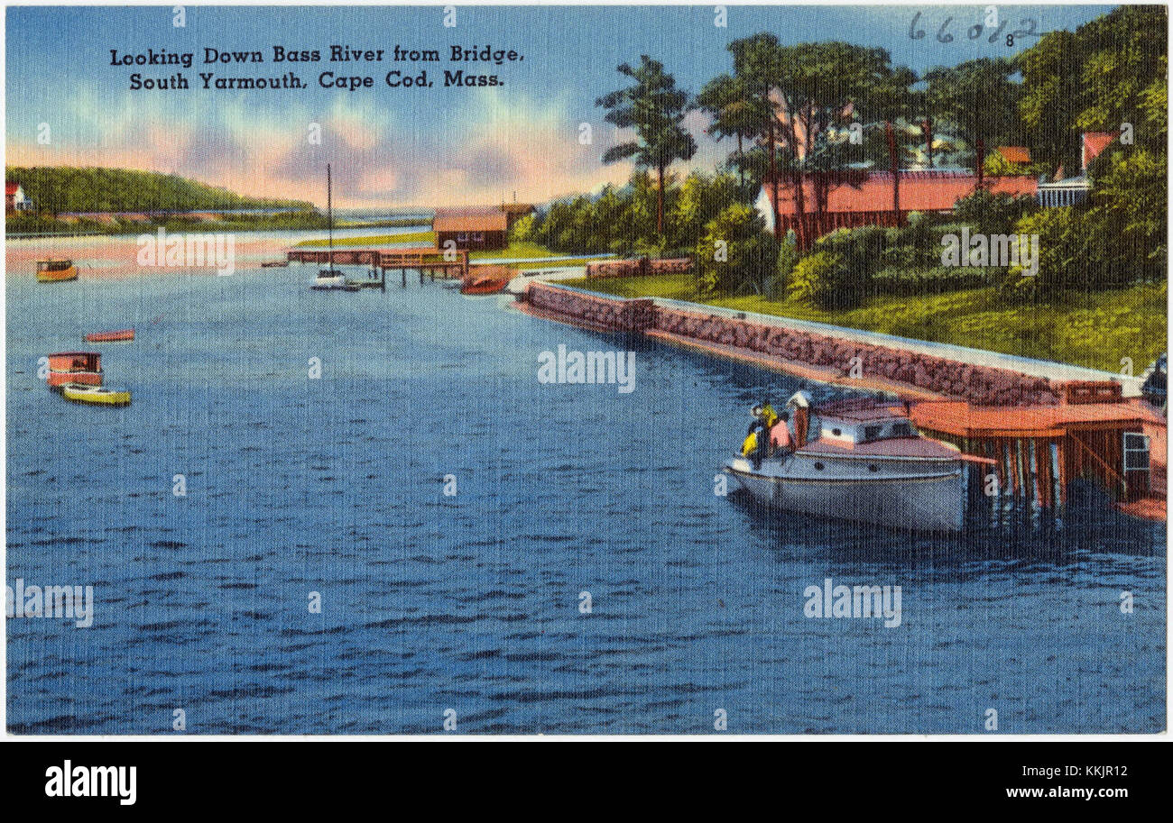 Looking down Bass River from bridge, South Yarmouth, Cape Cod, Mass ...