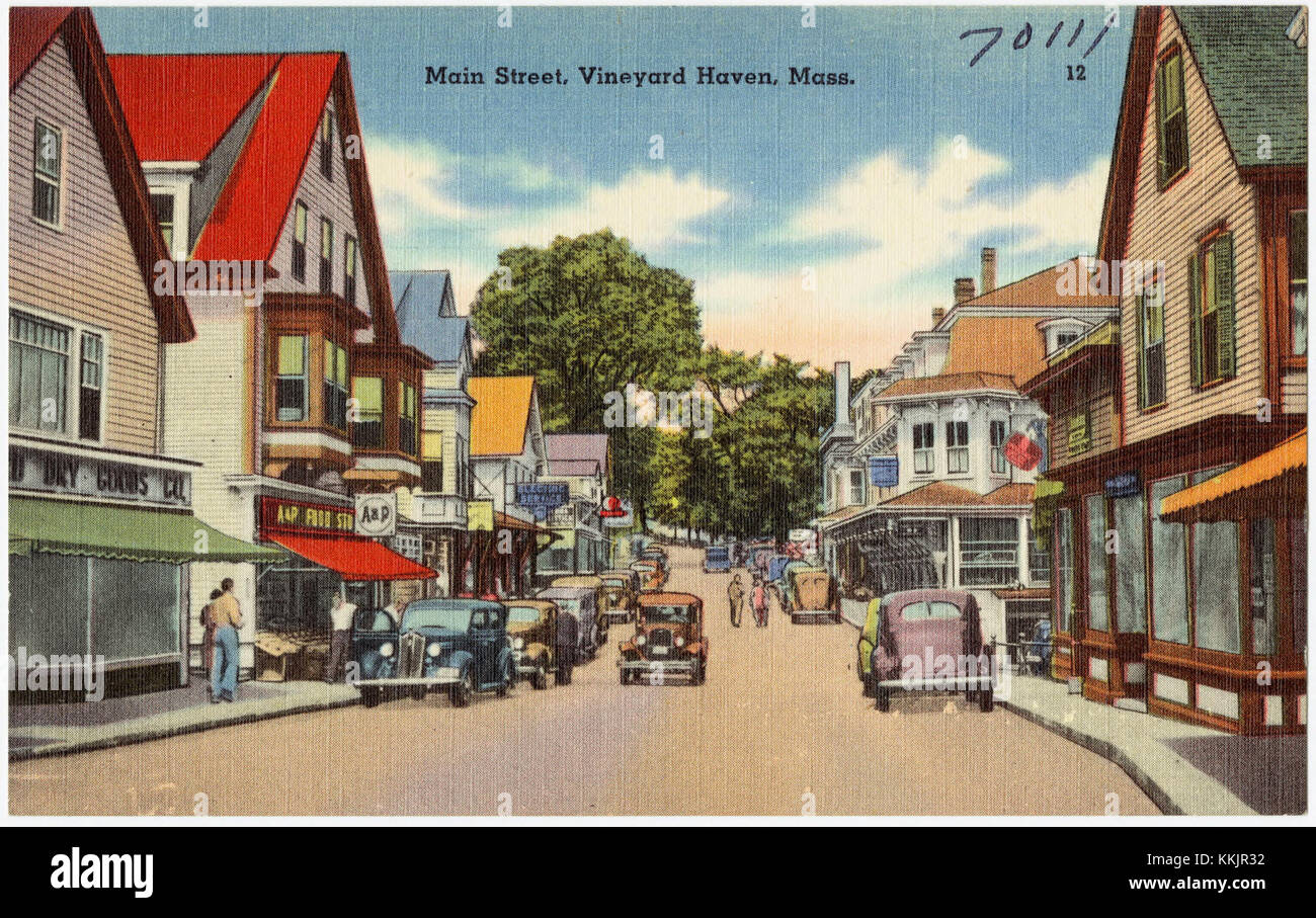 Main Street in Vineyard Haven, Massachusetts, showcases the charm of a ...