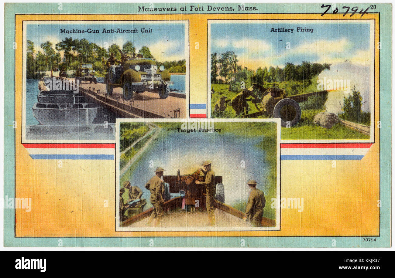 This image depicts military maneuvers conducted at Fort Devens, Massachusetts, showcasing the ...