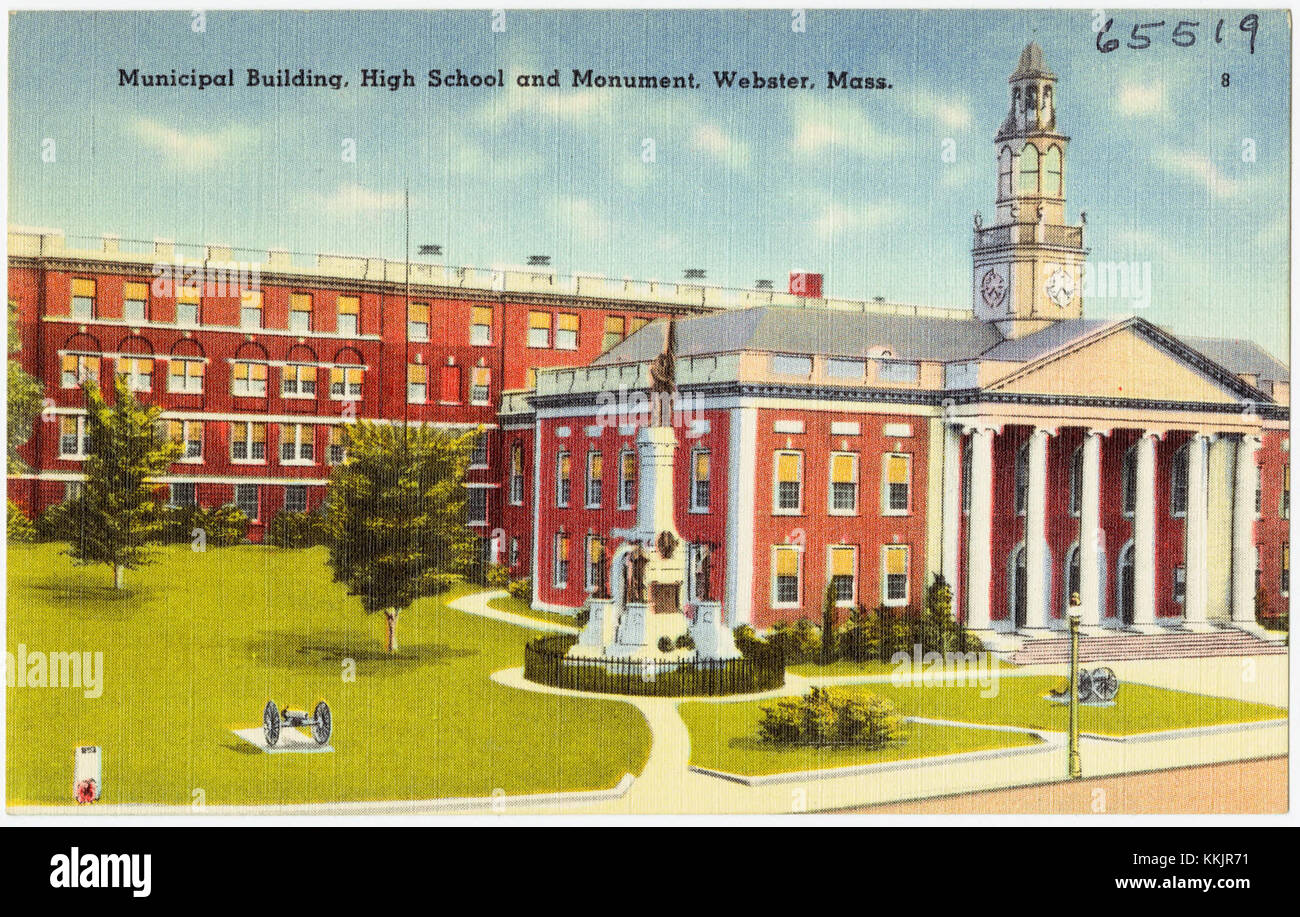 This image shows the Municipal Building, High School, and Monument in ...