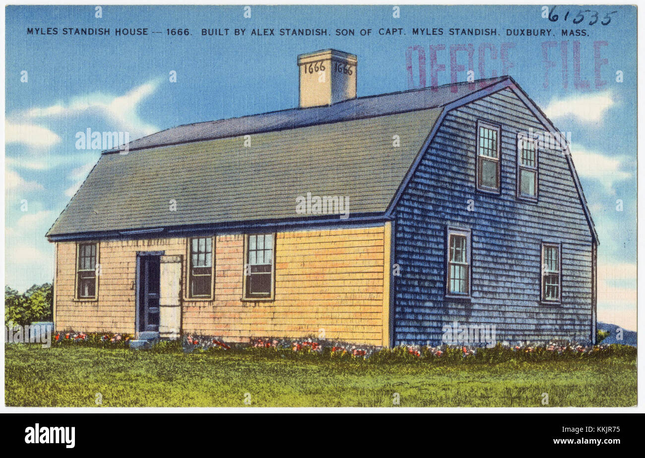 The Myles Standish House, built in 1666 by Alex Standish, son of ...