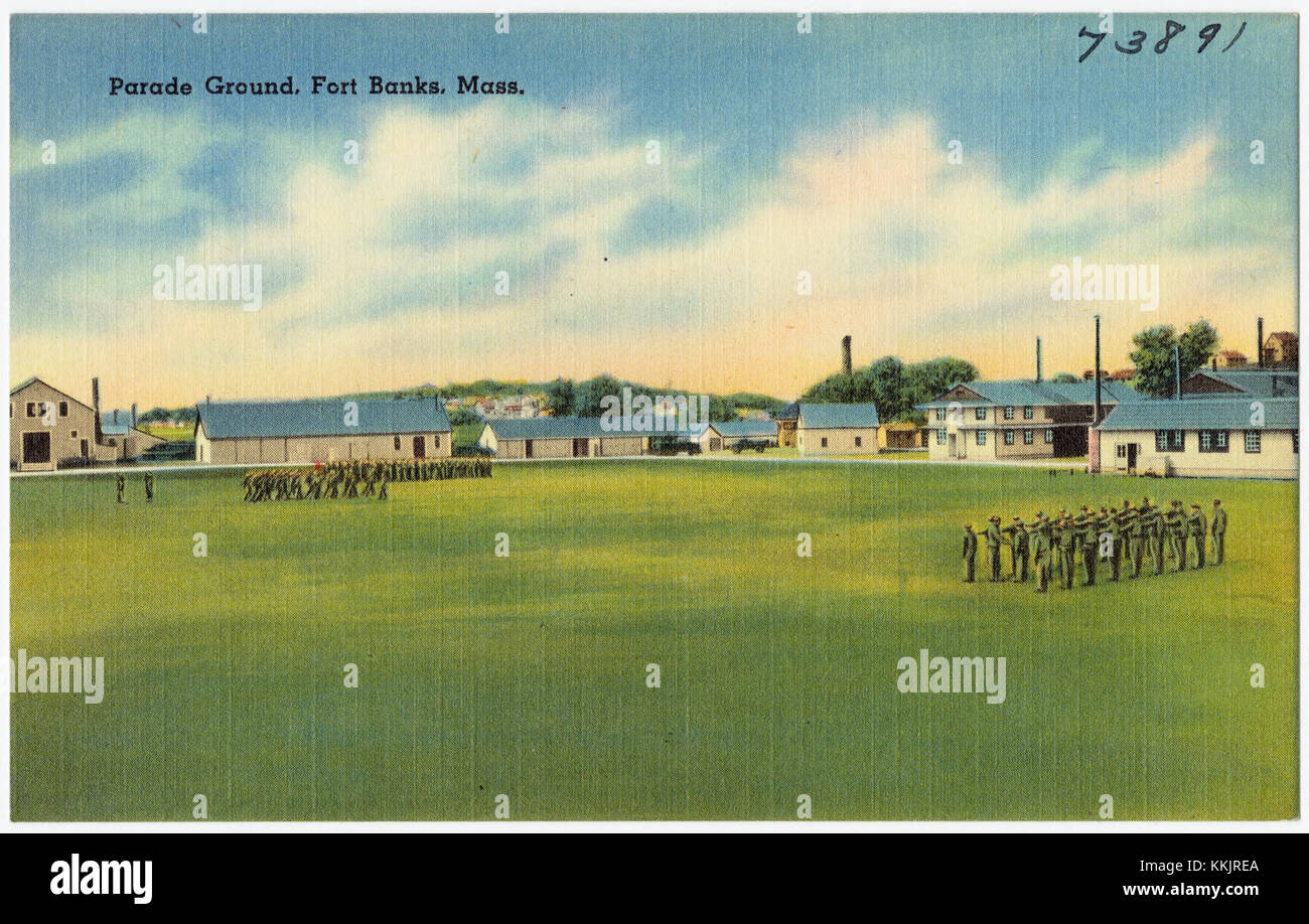 A historical image of the Parade Ground at Fort Banks, Massachusetts ...