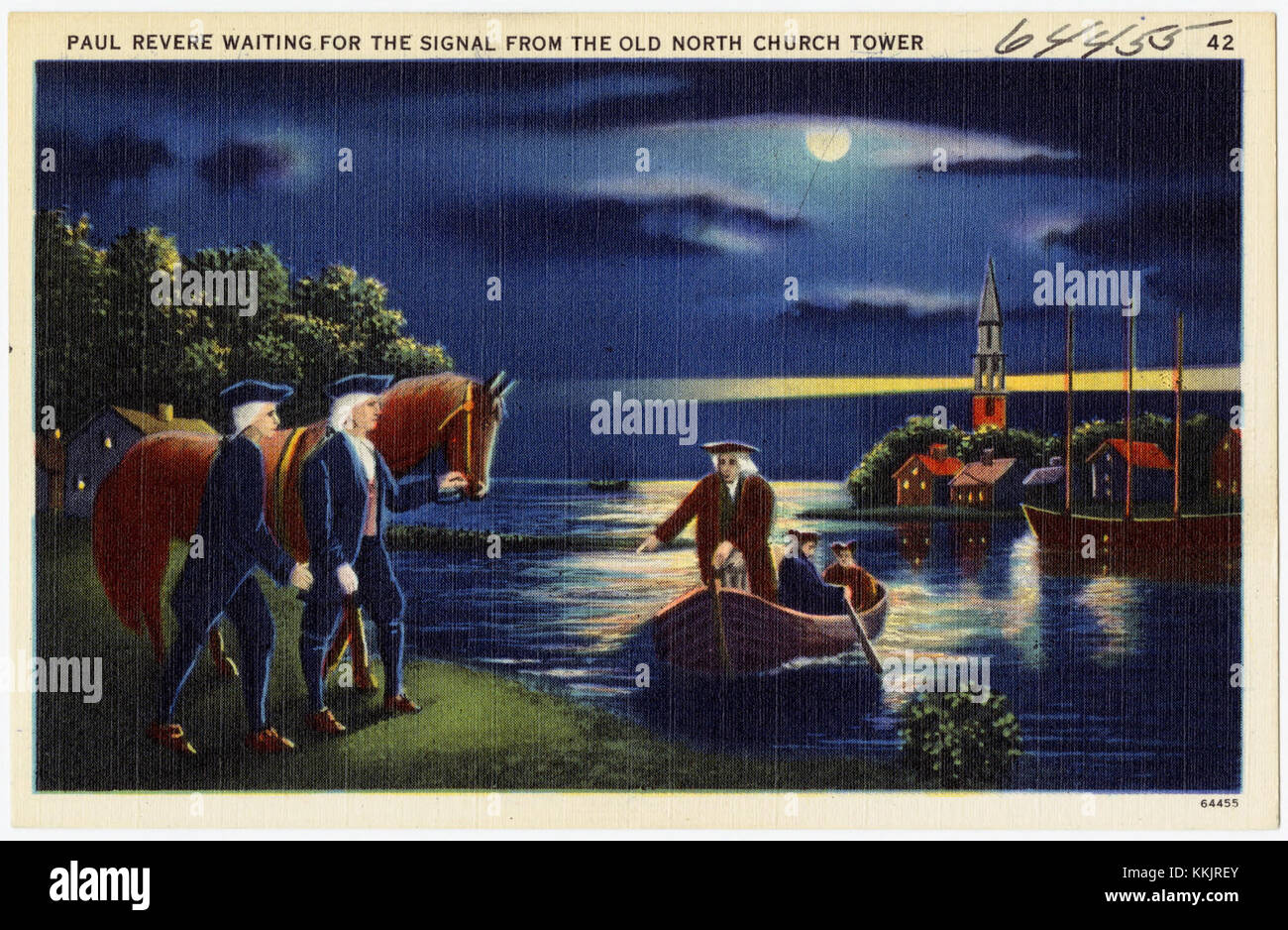 An iconic moment in American history, depicting Paul Revere awaiting ...