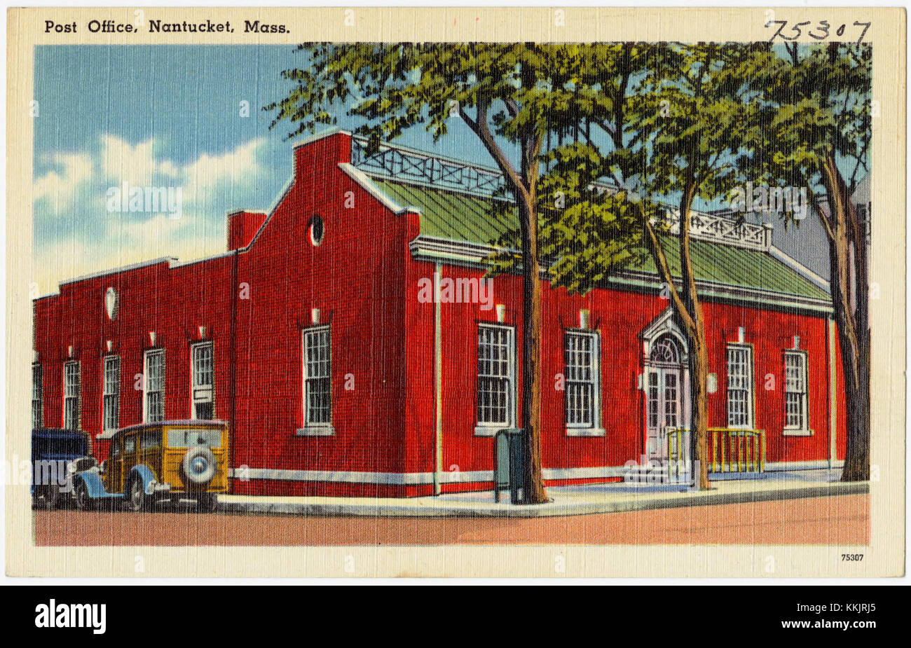 A historical image of the post office in Nantucket, Massachusetts, a ...