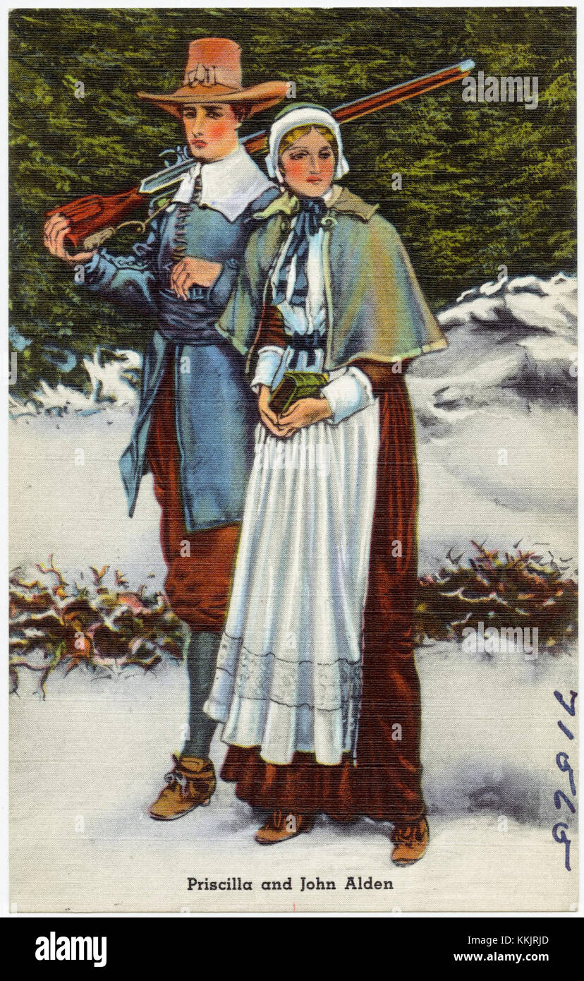 Priscilla and John Alden are famous figures in American colonial ...