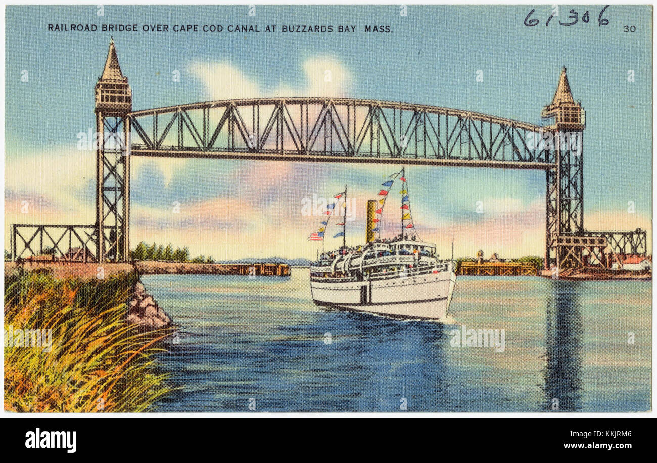 The railroad bridge over the Cape Cod Canal at Buzzards Bay ...