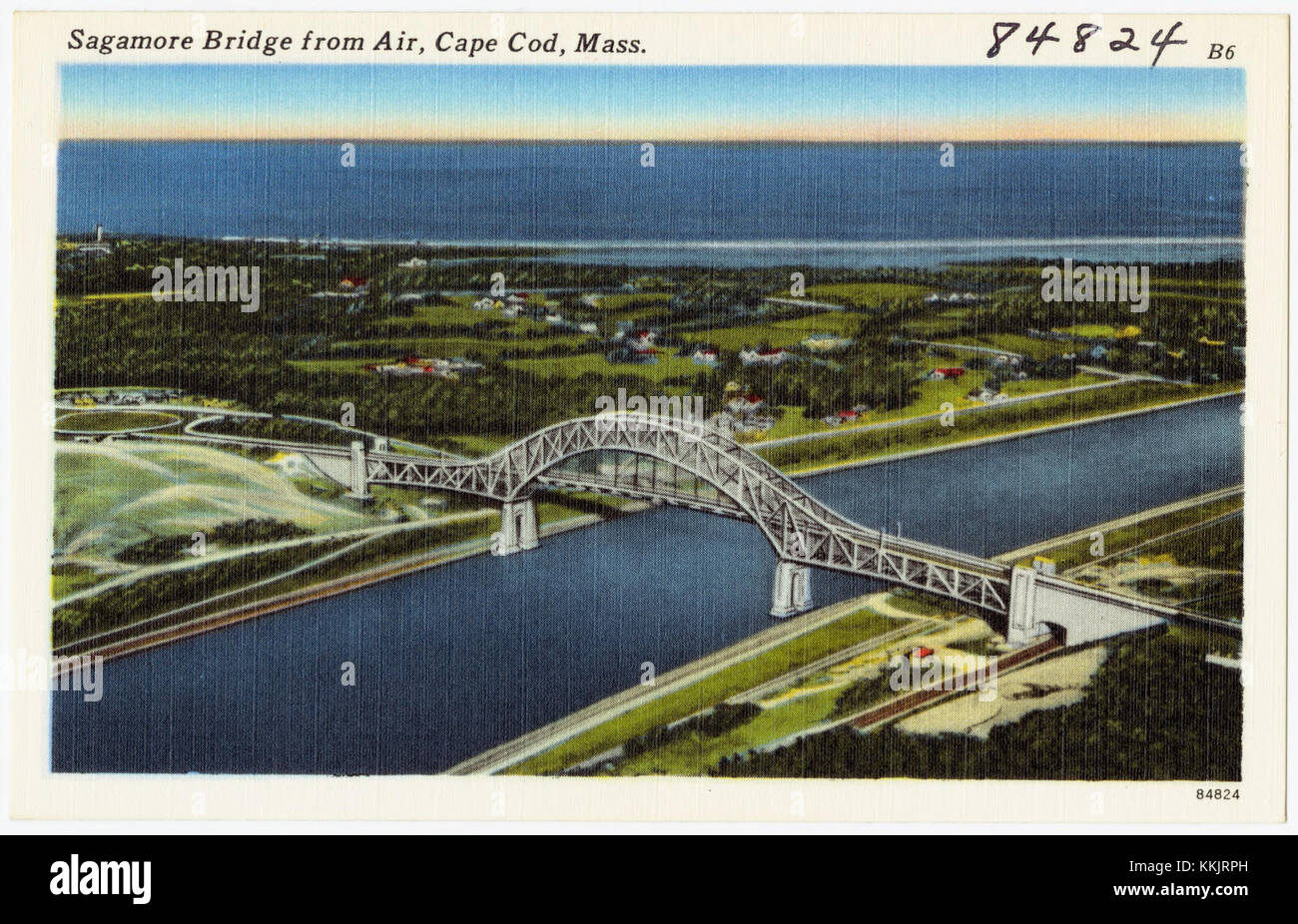 Aerial photograph of the Sagamore Bridge in Cape Cod, Massachusetts ...