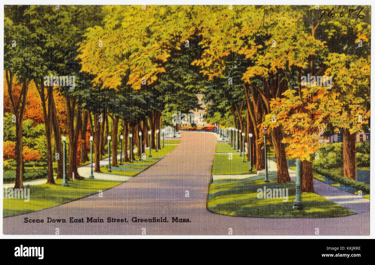 This historical scene depicts East Main Street in Greenfield ...