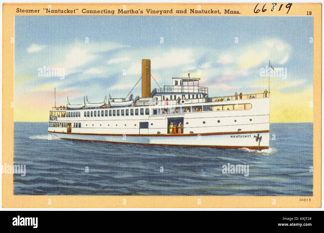 A historic image of the Steamer Nantucket, a ferry service connecting ...