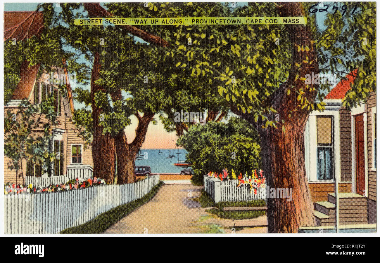 A street scene from Provincetown, Cape Cod, Massachusetts, showing the ...